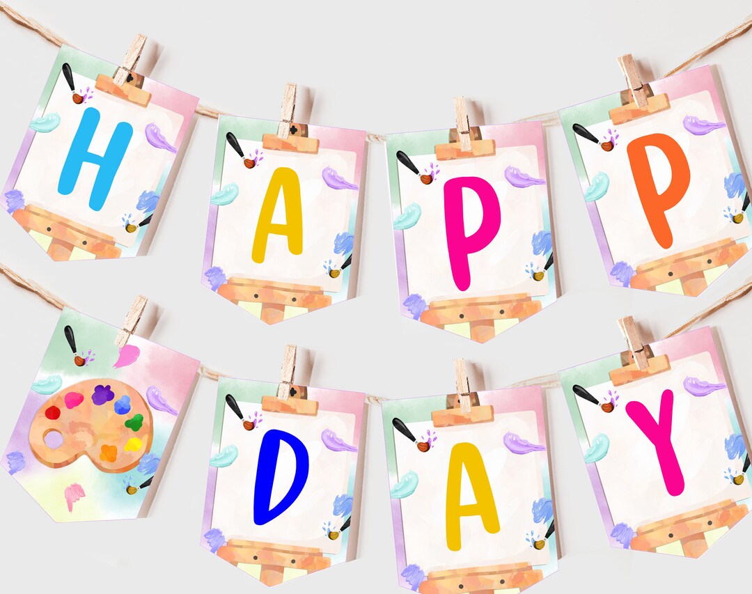 Art Birthday Banner Girl Birthday Decor Painting Party Garland ...