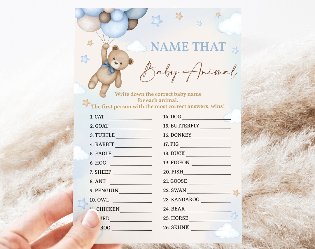 Teddy Bear Baby Shower Game We Can Bearly Wait Baby Animal Game ...
