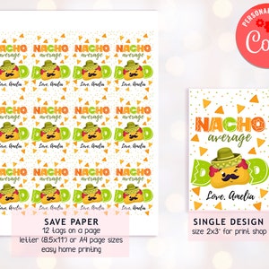 Nacho Average Dad Tag Fathers Day Square Tag Happy - Etsy