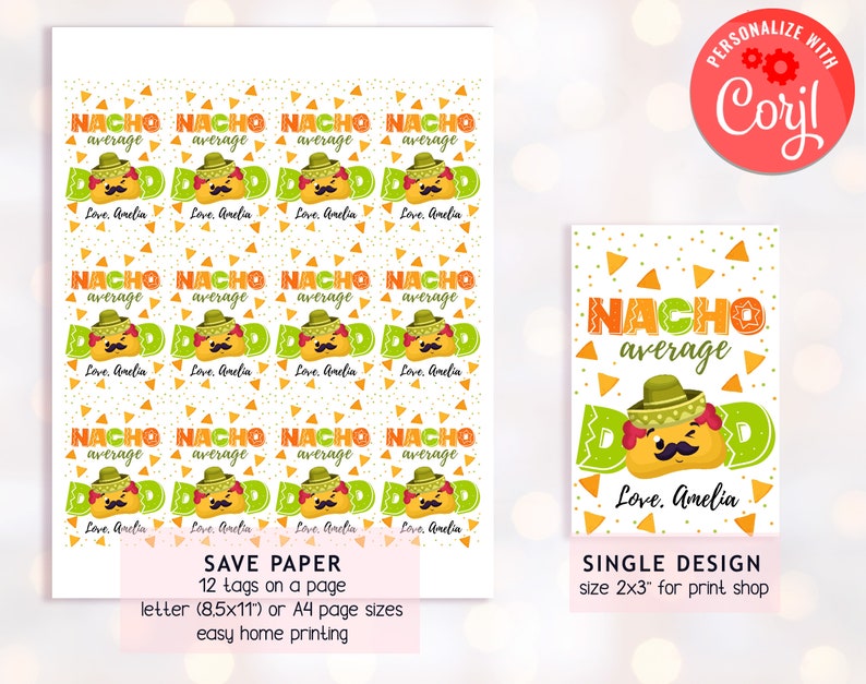 Nacho Average Dad Tag Fathers Day Square Tag Happy - Etsy