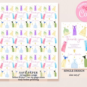 Princess Birthday Favor Tags Once Upon a Time Princess Dresses Gift ...