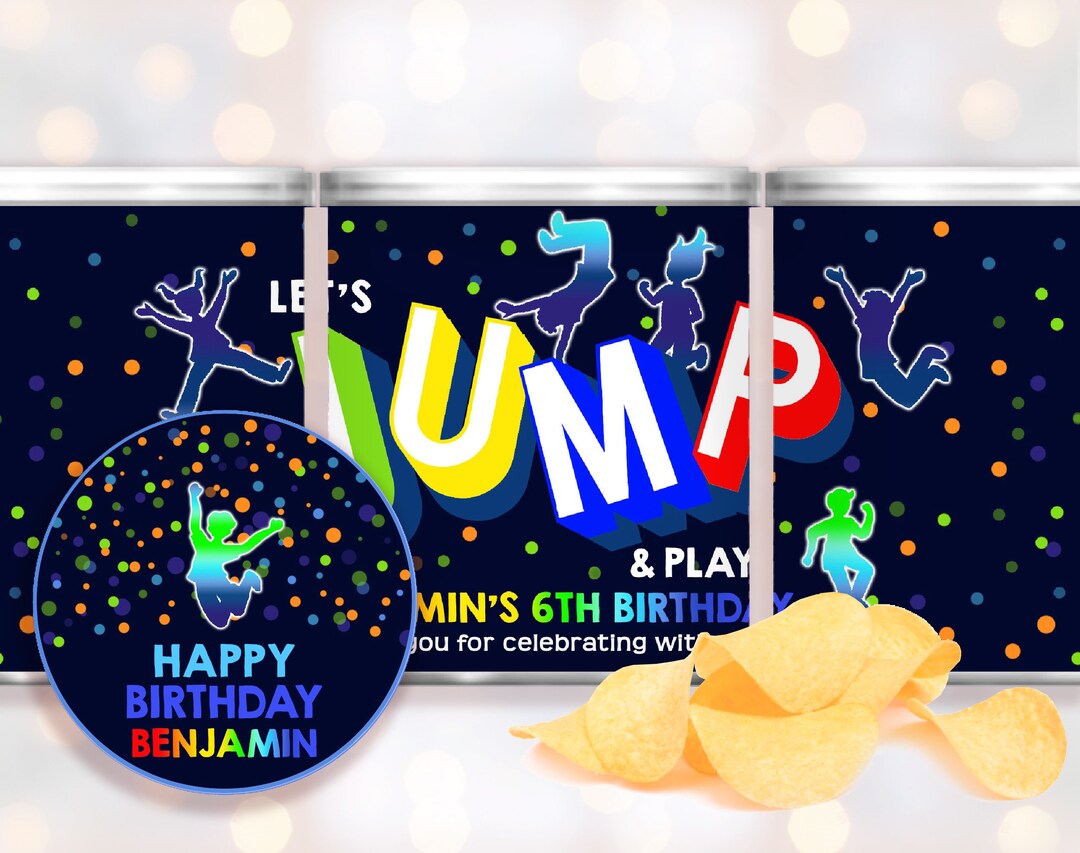 EDITABLE Jump Snack Label Mini Chips Can Topper Birthday Party Favor ...
