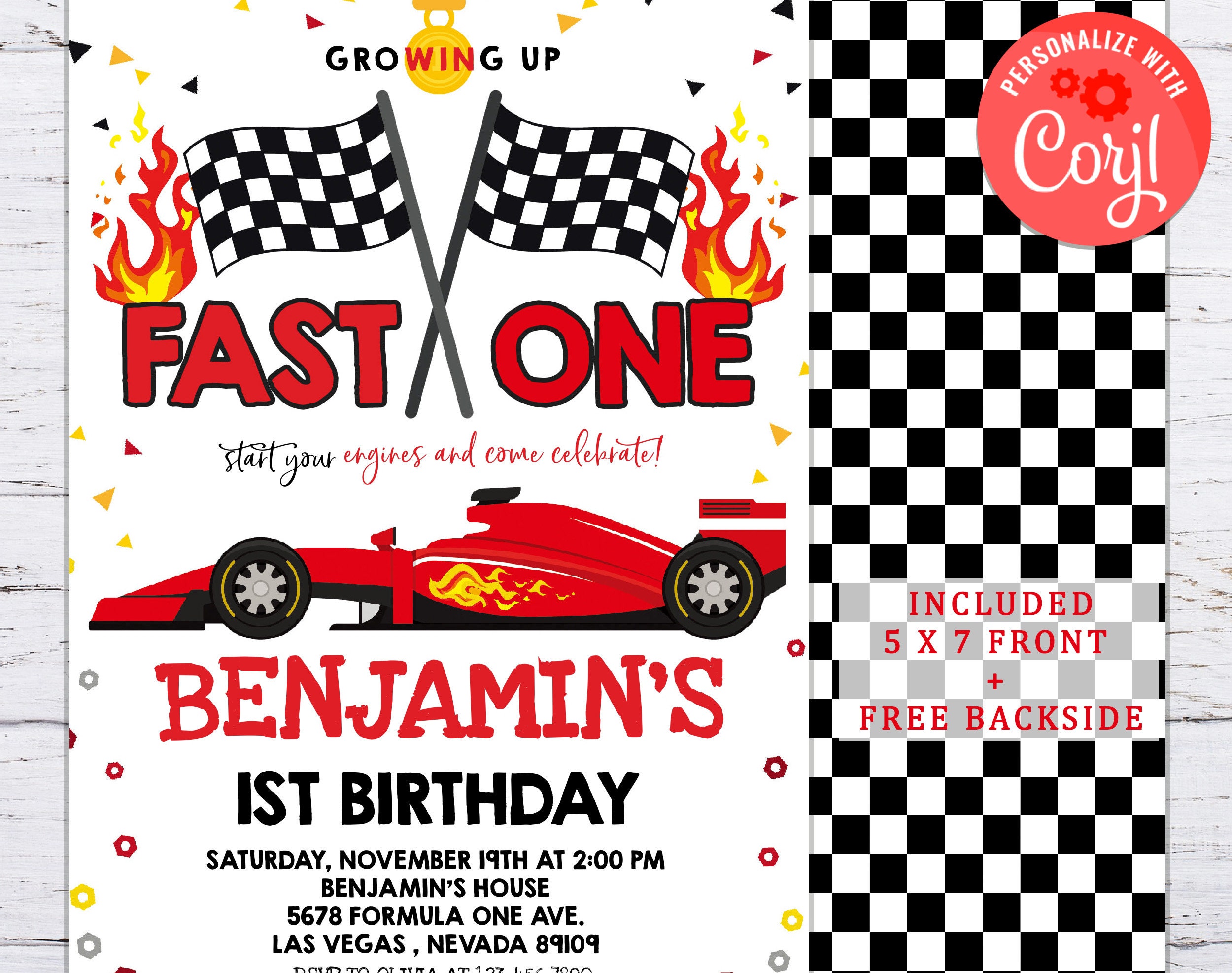 Race Car Invitation Birthday Party Invites Racing Formula 1 - Etsy