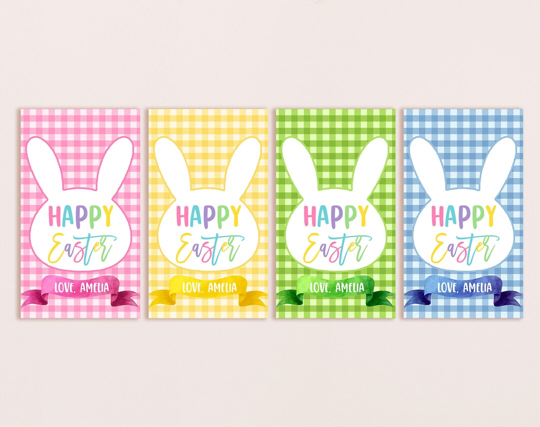 Easter Gift Tags Easter Bunny Favor Tags Happy Easter Rabbit Teacher ...