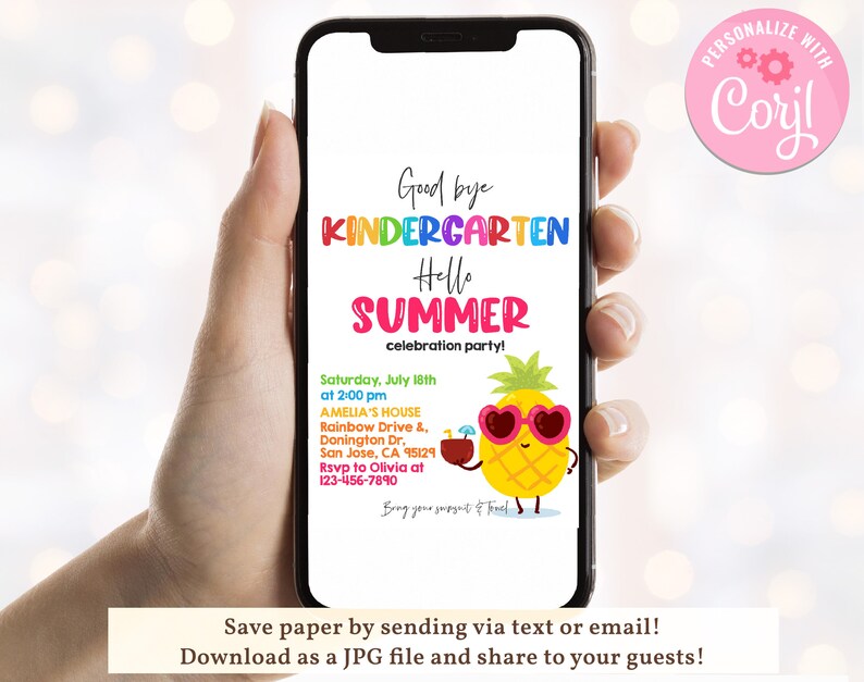 Goodbye Kindergarten Hello Summer Invitation End of Preschool - Etsy