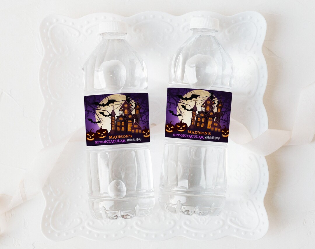 Halloween Water Bottle Label Kids Halloween Party Decor Haunted House ...