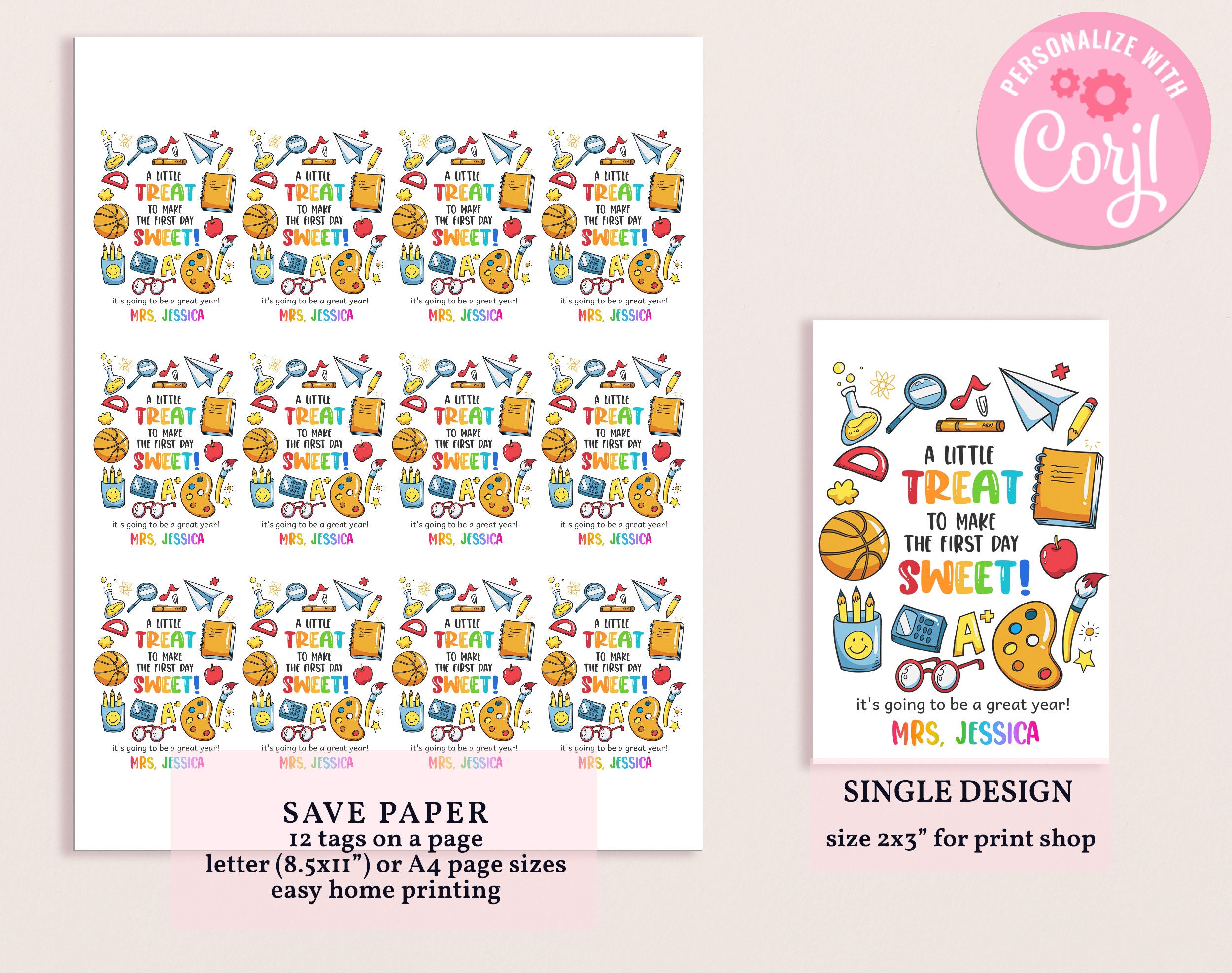 Back to School Gift Tags First Day of School Tag This Year is Going to ...