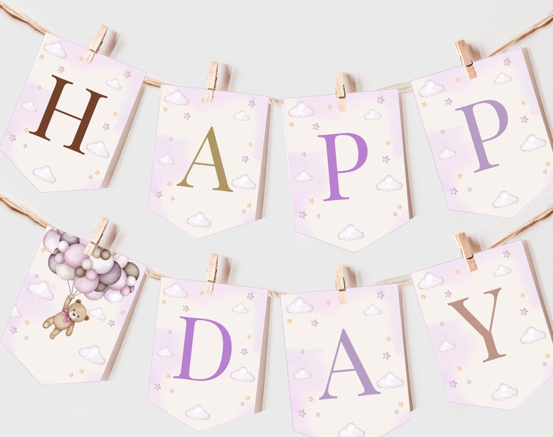 Teddy Bear Birthday Banner Tan Brown Boy Girl 1st Birthday Party Decor ...