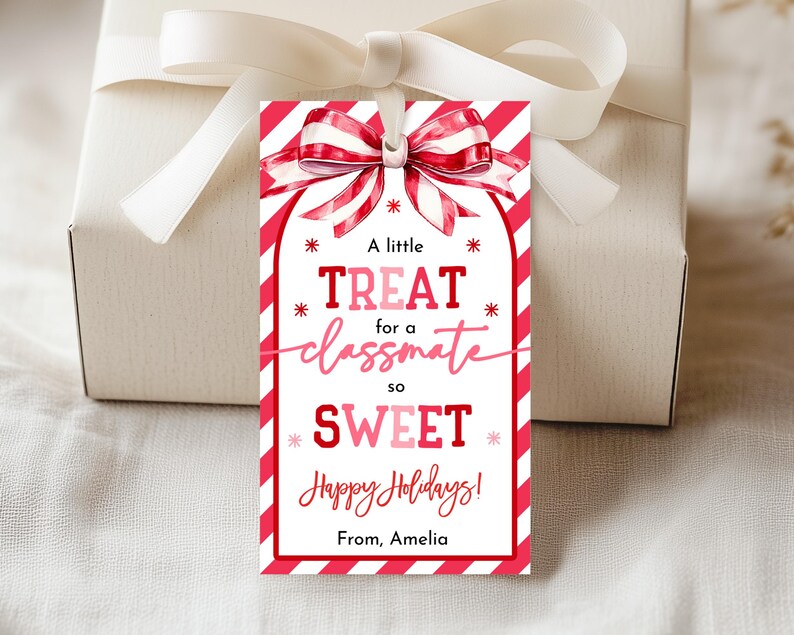 A Little Treat for a Classmate so Sweet Tag, Christmas Gift Tags, Red ...