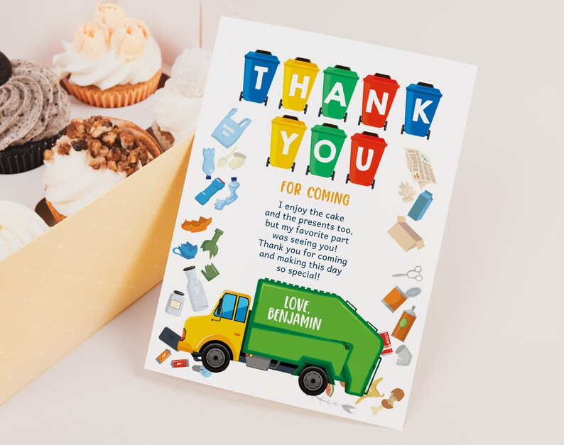 Garbage Truck Thank You Cards Recycling Truck Thank You Notes Boy ...