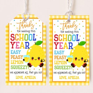 Easy Peasy Lemon Squeezy Tag Lemonade Gift Tags Teacher Appreciation ...