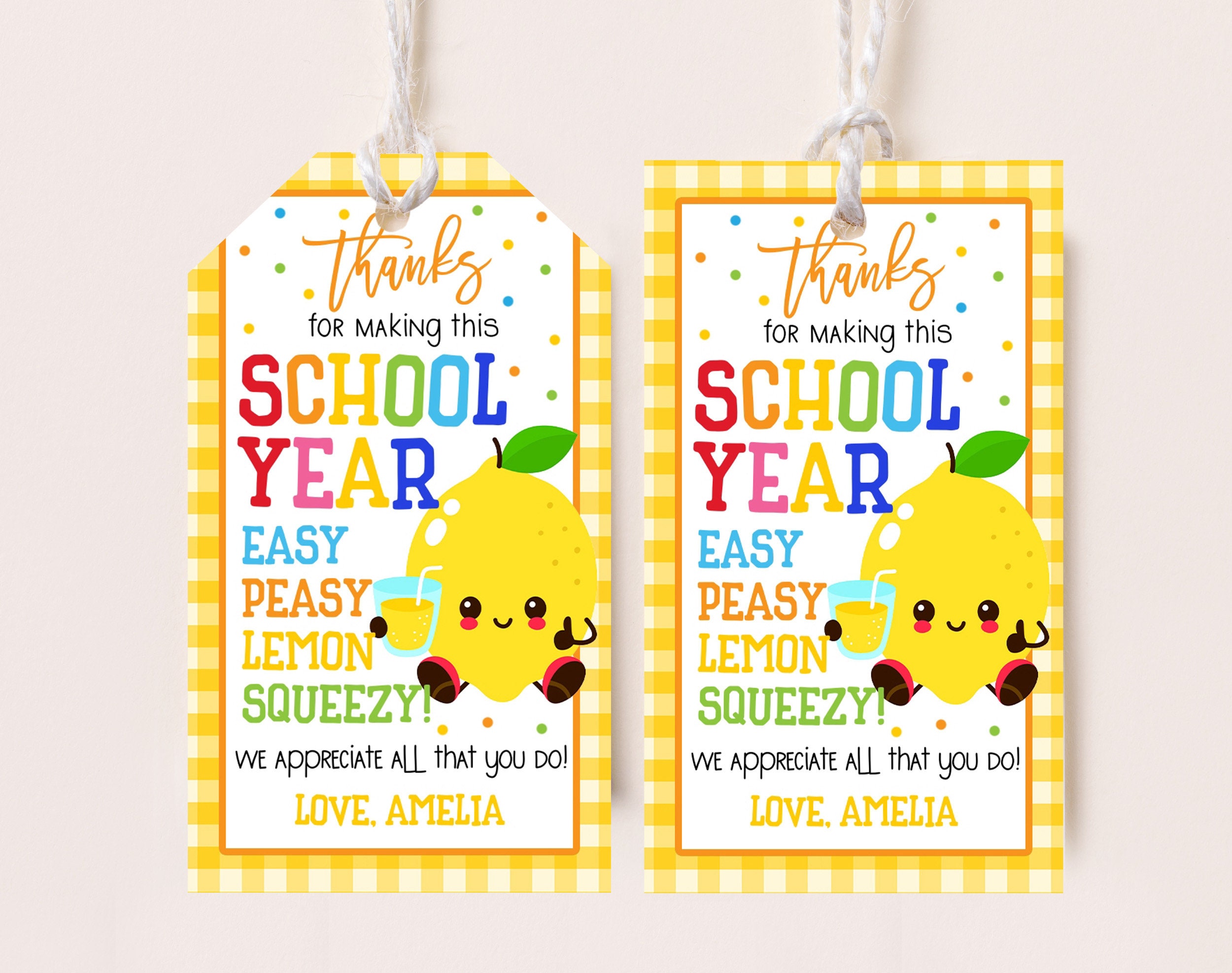 Easy Peasy Lemon Squeezy Tag Lemonade Gift Tags Teacher Appreciation ...