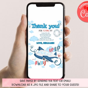 EDITABLE Airplane Thank You Cards Aviation Birthday Party Thank You ...