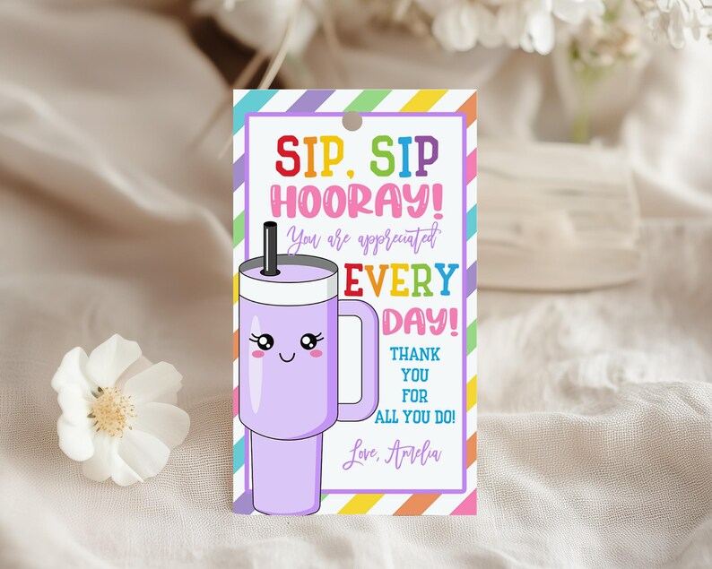 Sip Sip Hooray Tumbler Teacher Appreciation Week Gift Tag School ...