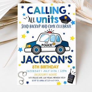 Police Birthday Invitation Policeman Invite Police Officer Boy First ...