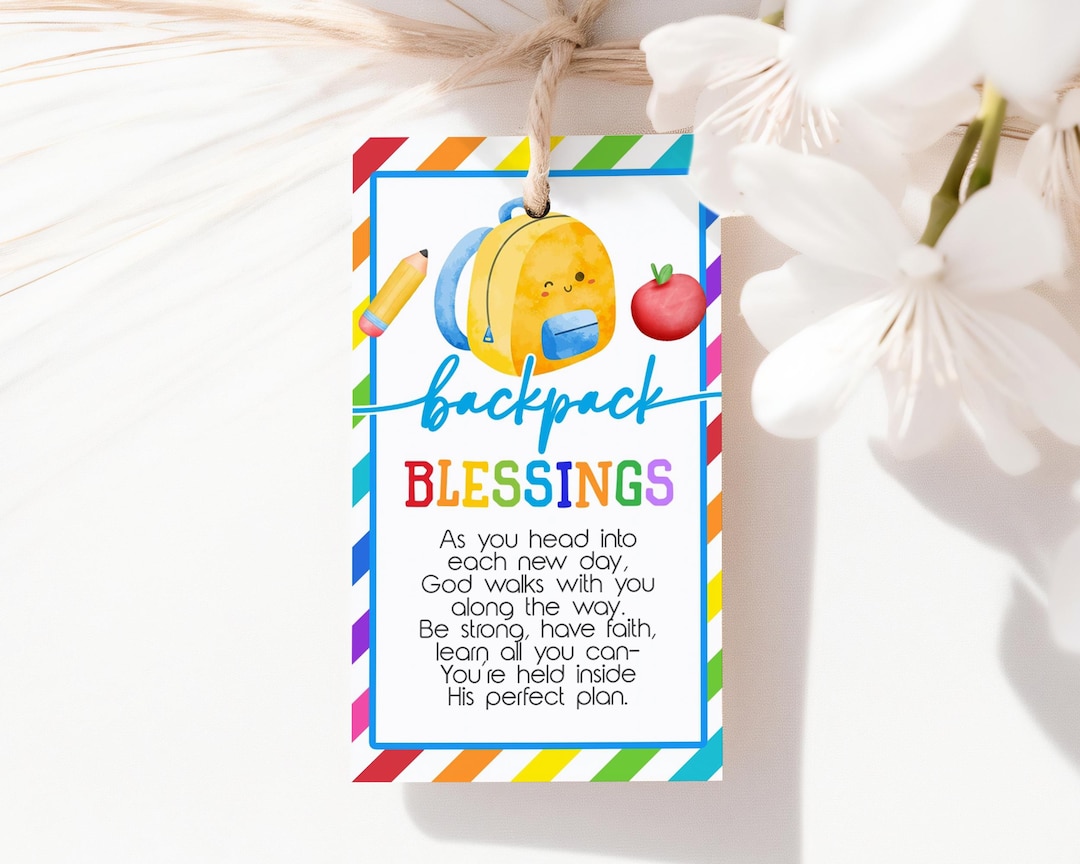 Backpack Blessing Tags First Day of School Prayer Bag Favor Tag Back to ...