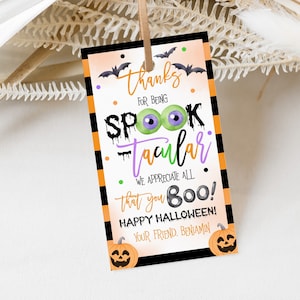 Halloween Tags Thanks for Being Spooktacular Tags Kids Halloween Gift ...