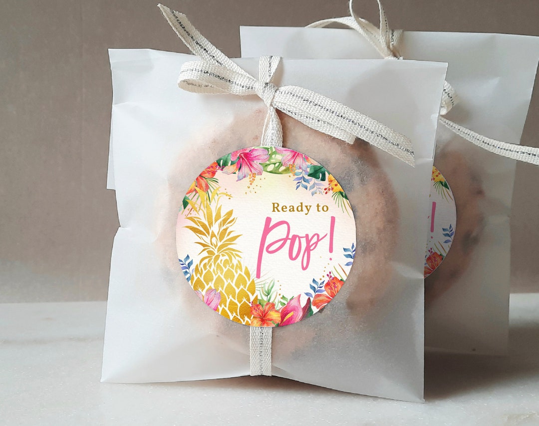 Aloha Baby Shower Ready to POP Labels Hawaiian Tropical Luau Gender ...