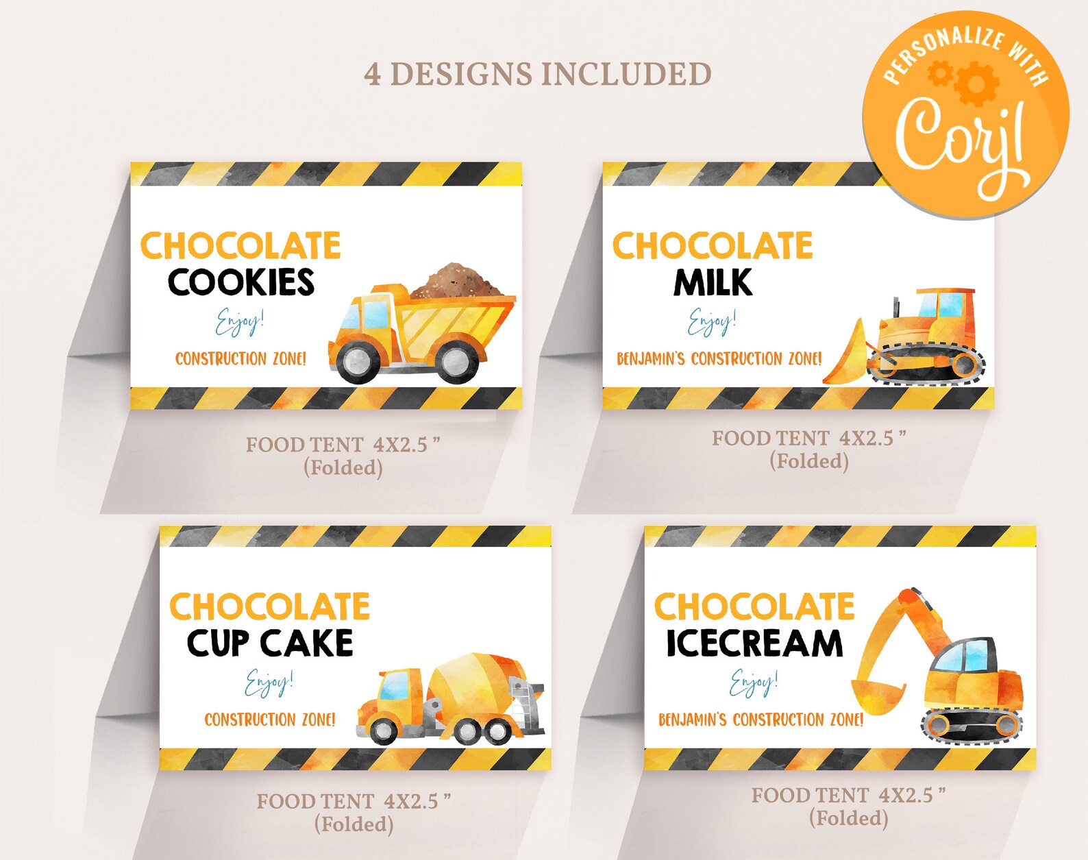 Construction Party Food Labels Printable Construction Food Tents Boy ...