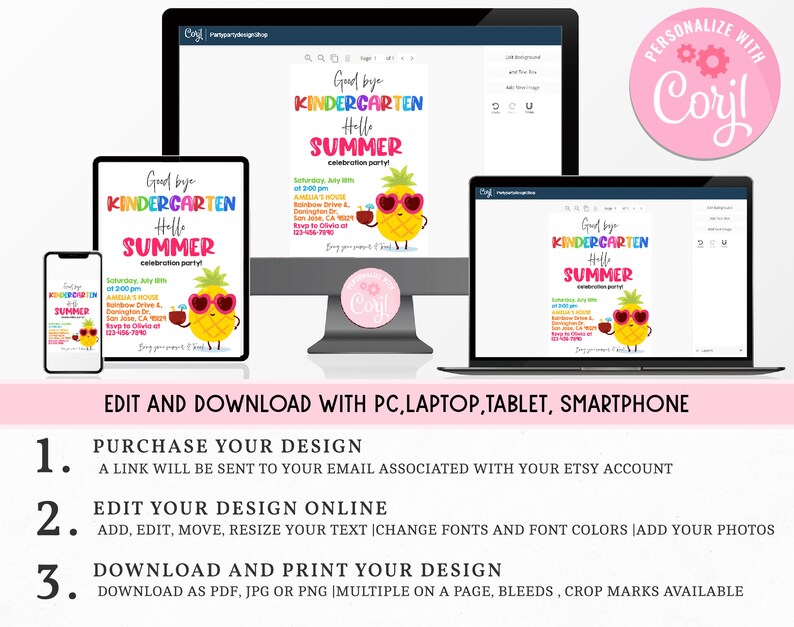 Goodbye Kindergarten Hello Summer Invitation End of Preschool - Etsy