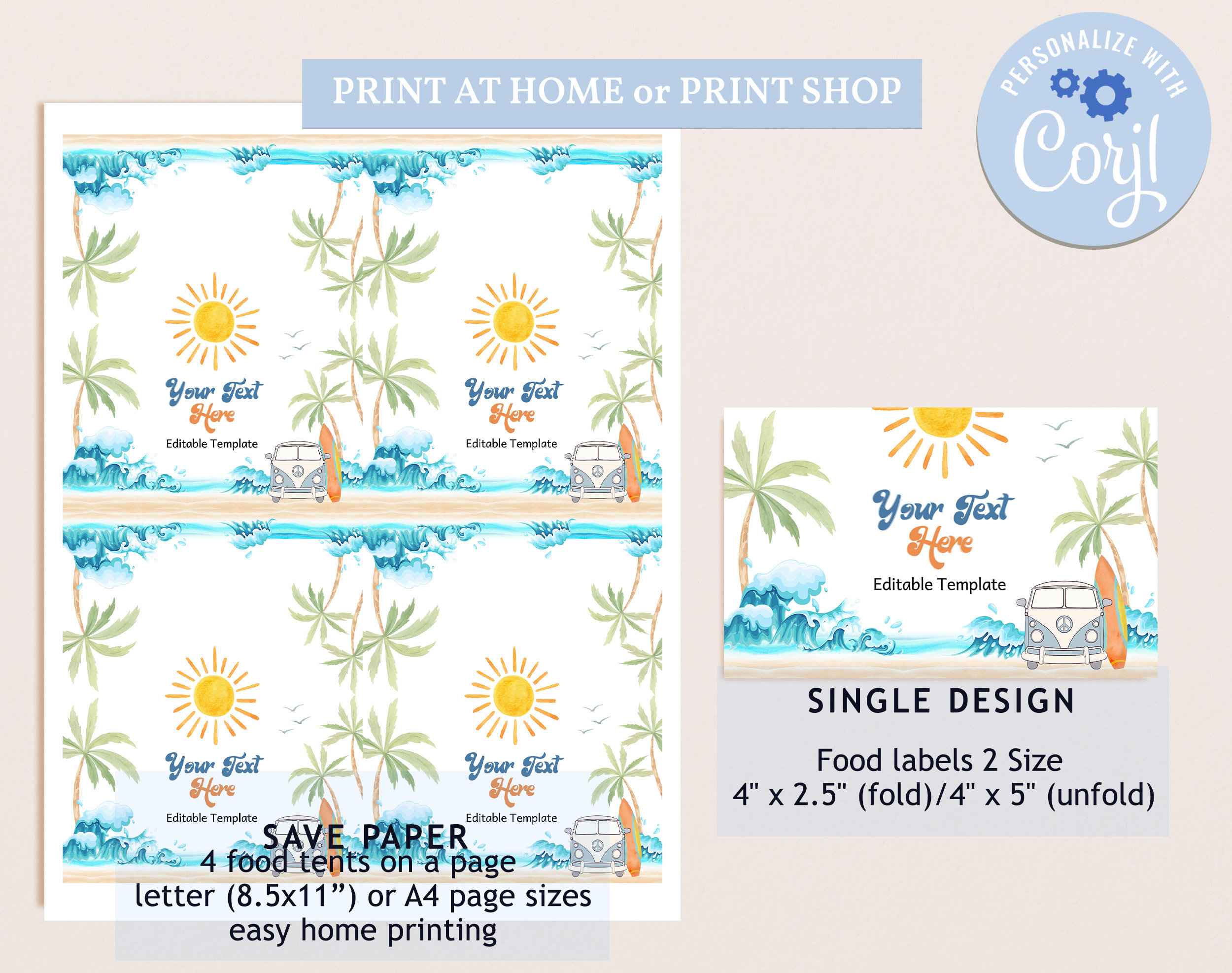 Surf Baby Shower Food Tents Baby on Board Boy Surfs up 1st Birthday ...