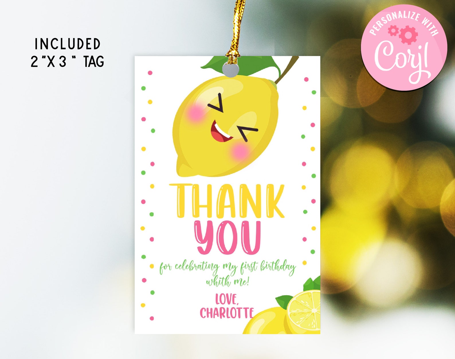Lemon Gift Tag Birthday Party Favor Label Lemonade Thank You - Etsy