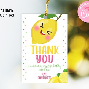 Lemon Gift Tag Birthday Party Favor Label Lemonade Thank You Stickers ...