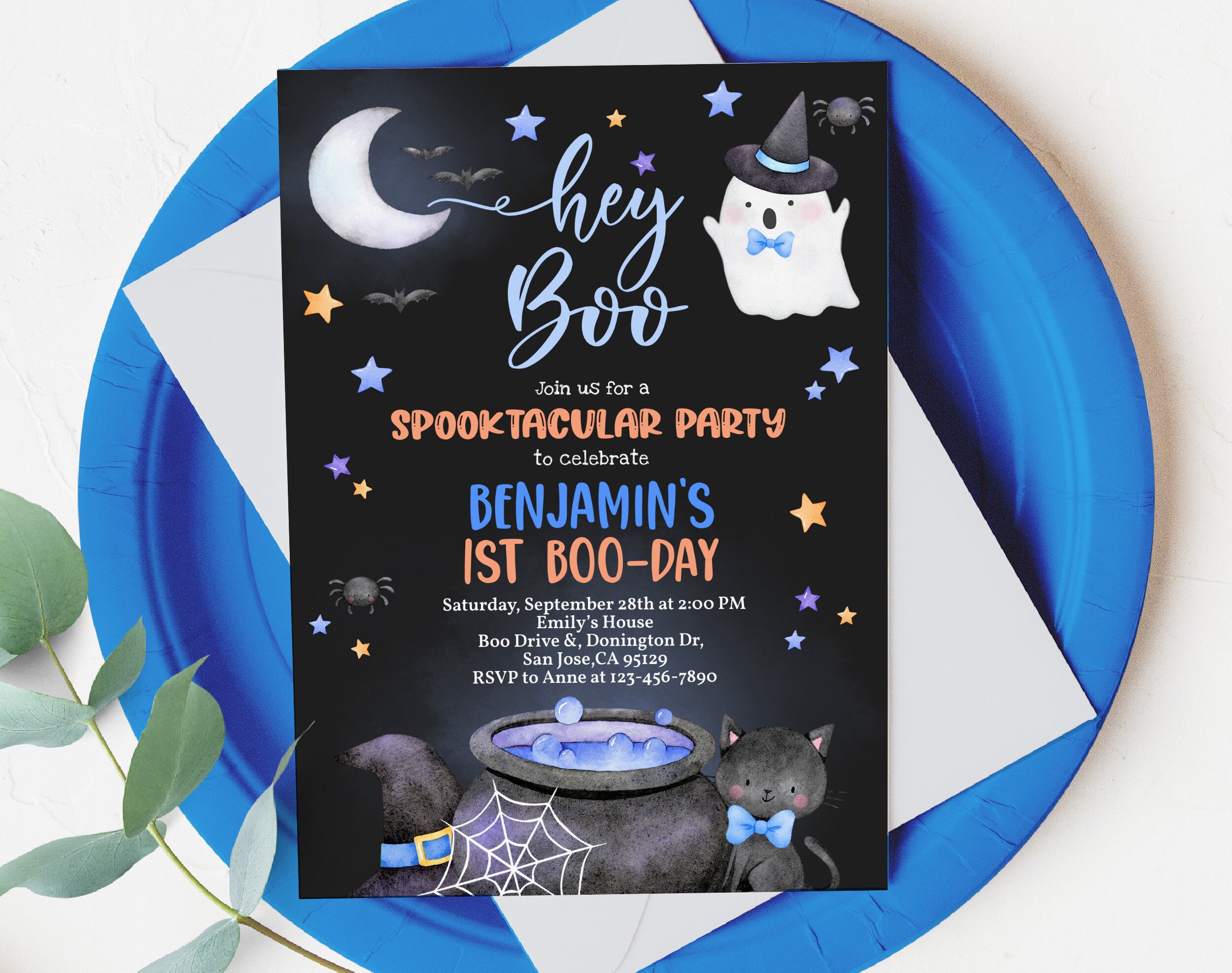 Invitación de cumpleaños de Halloween Hey Boo Invite Boy Kids - Etsy México