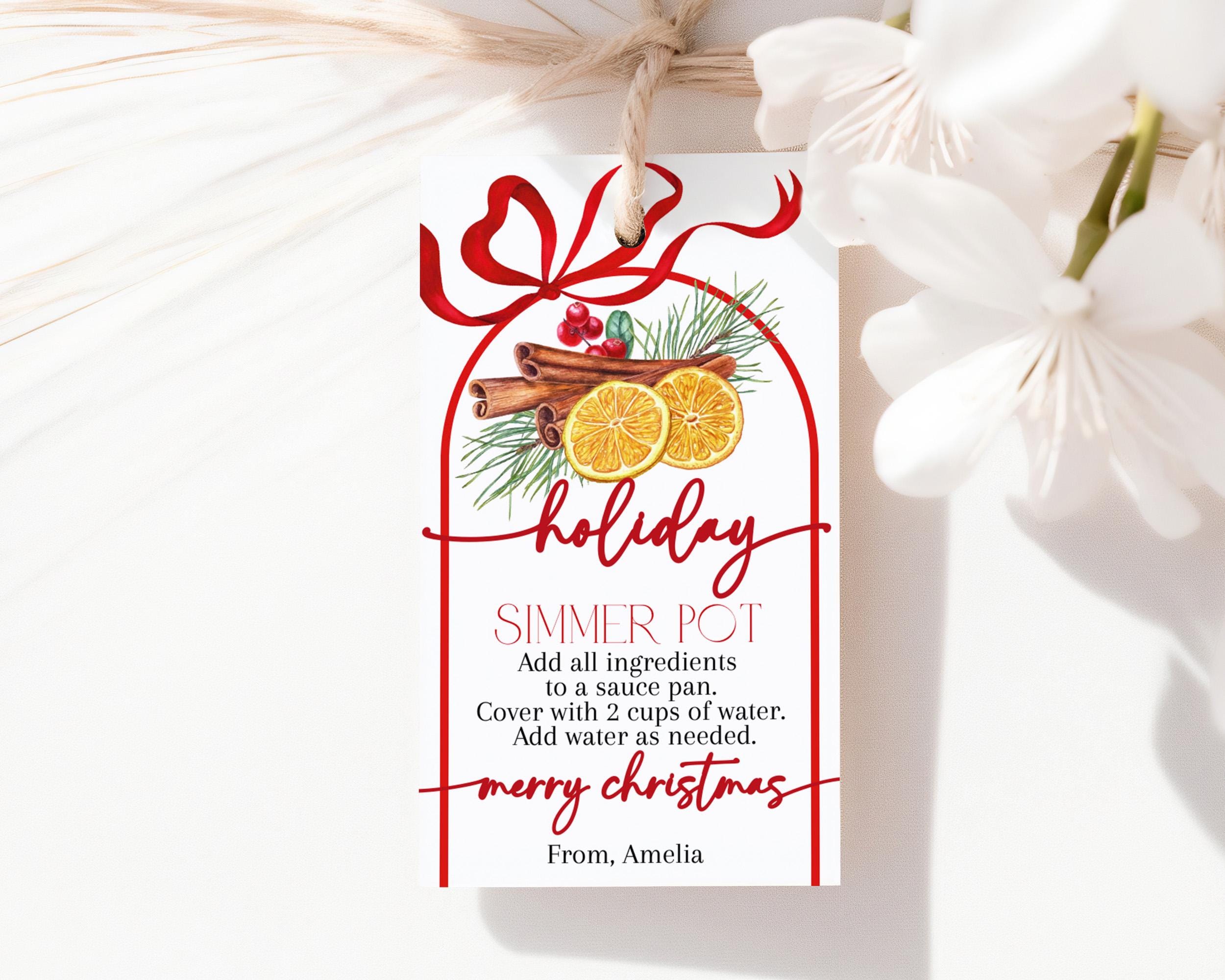 Holiday Simmer Pot Tag, Christmas Stovetop Potpourri Tags, Winter ...