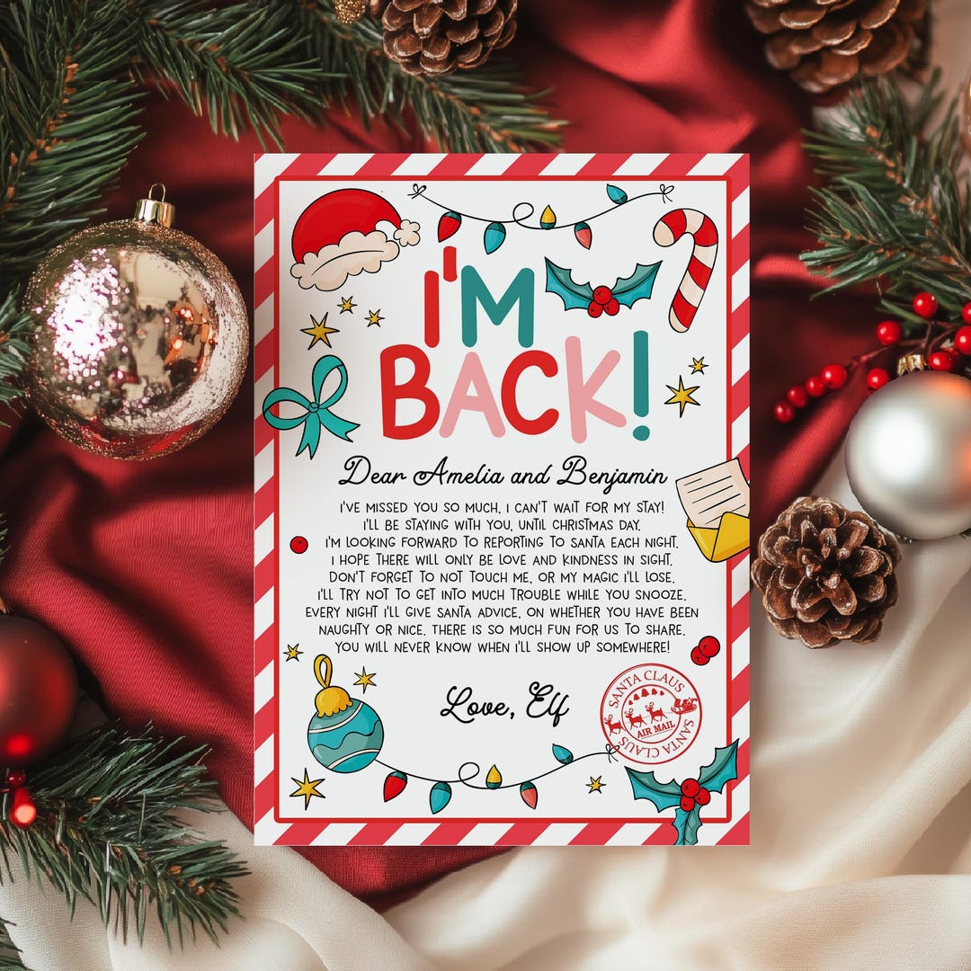 I'm Back Elf Letter, Elf Arrival Letter, Hello Elf Letter, Kids ...