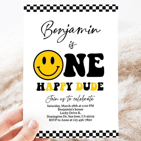 One Happy Dude Invites - Etsy