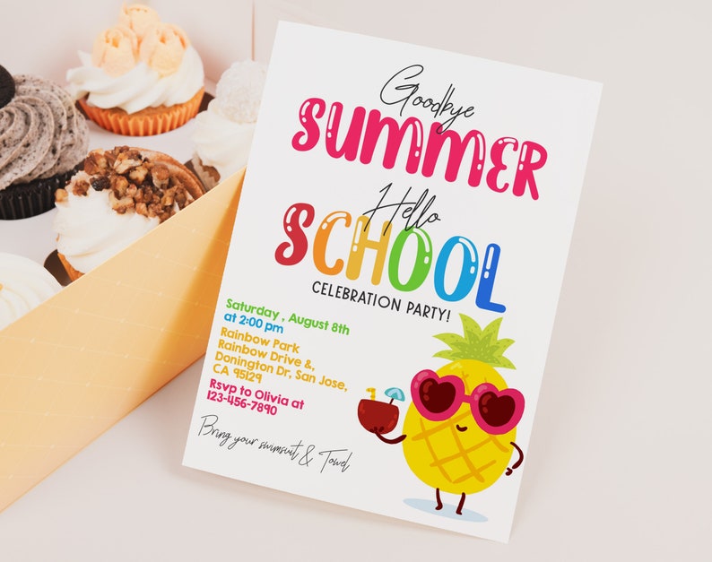 End of Summer Party Invitation Back to School Invites First Day of ...