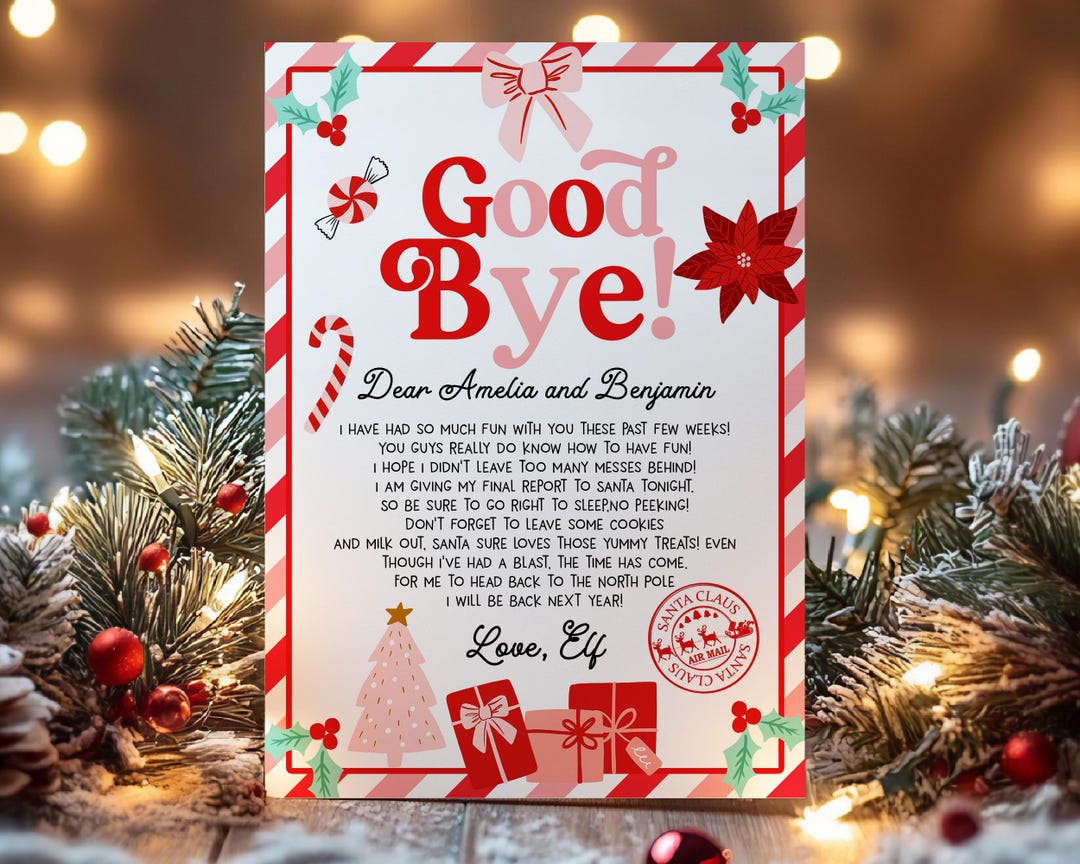 Goodbye Elf Letter From Elf Christmas Elf Letter to Kids Elf Departure ...