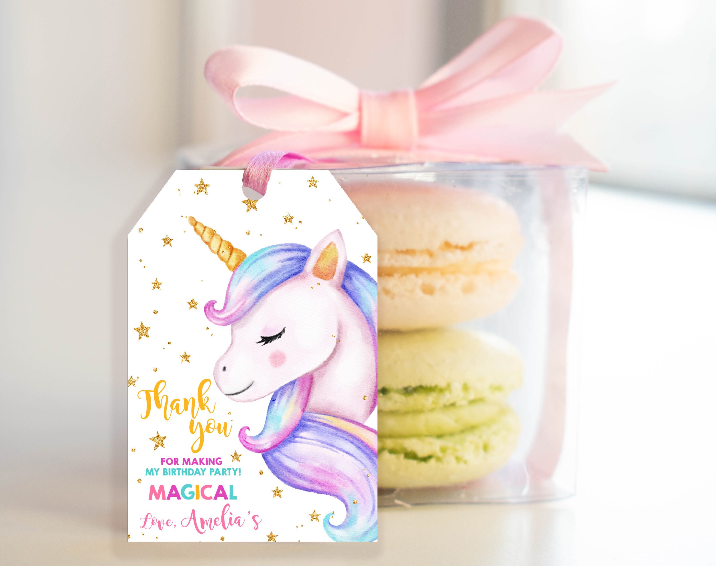 Unicorn Favor Tags Birthday Party Decor First Girl Gift Thank - Etsy