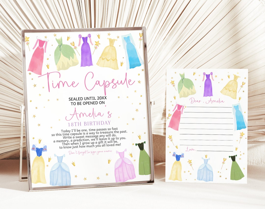 Princess Birthday Time Capsule Sign Once Upon a Time Princess Dresses ...