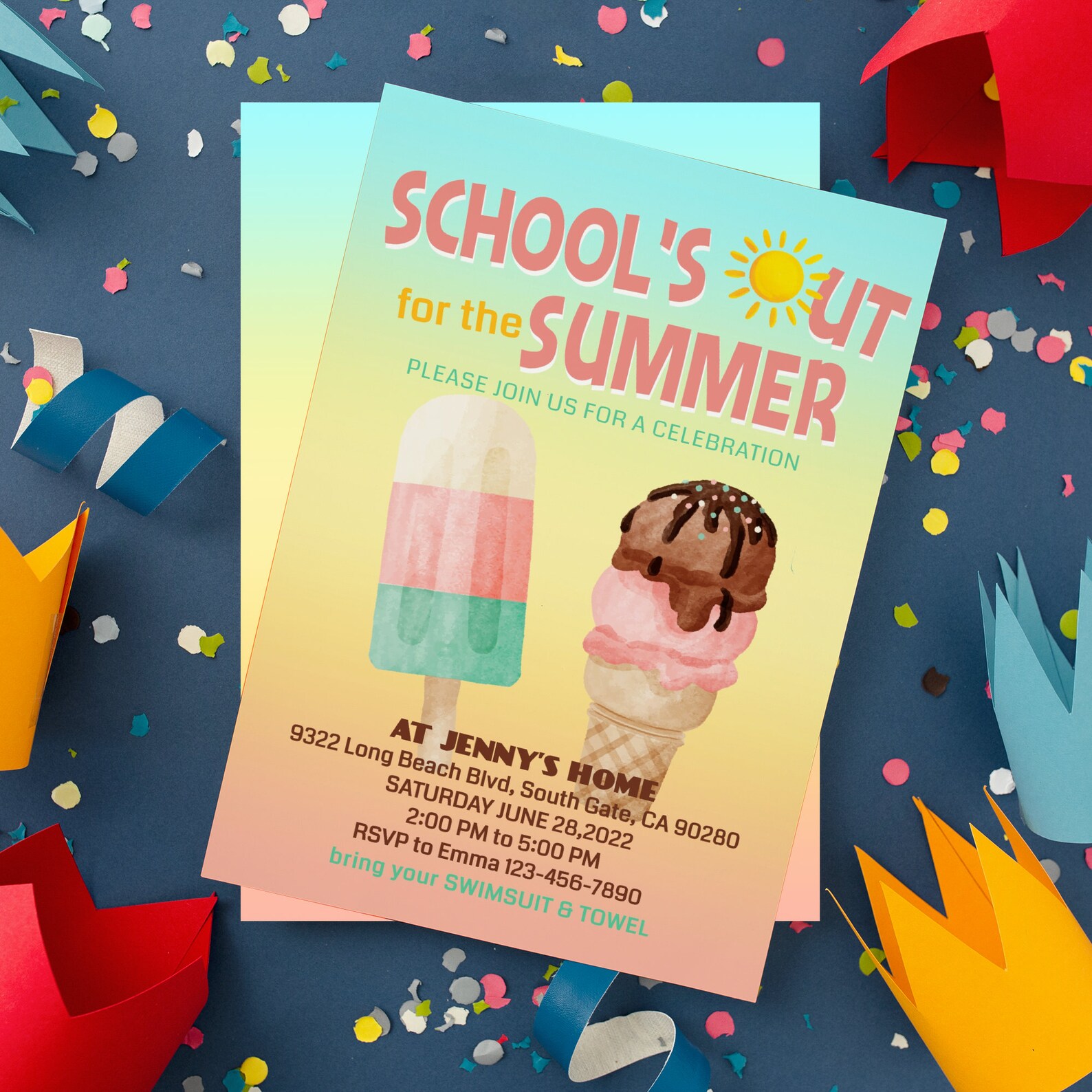 End of School Party Editable Invitation Back to School Party - Etsy
