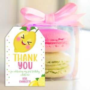 Lemon Gift Tag Birthday Party Favor Label Lemonade Thank You Stickers ...