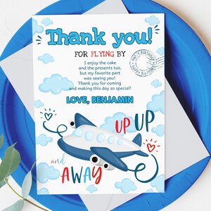 EDITABLE Airplane Thank You Cards Aviation Birthday Party Thank You ...