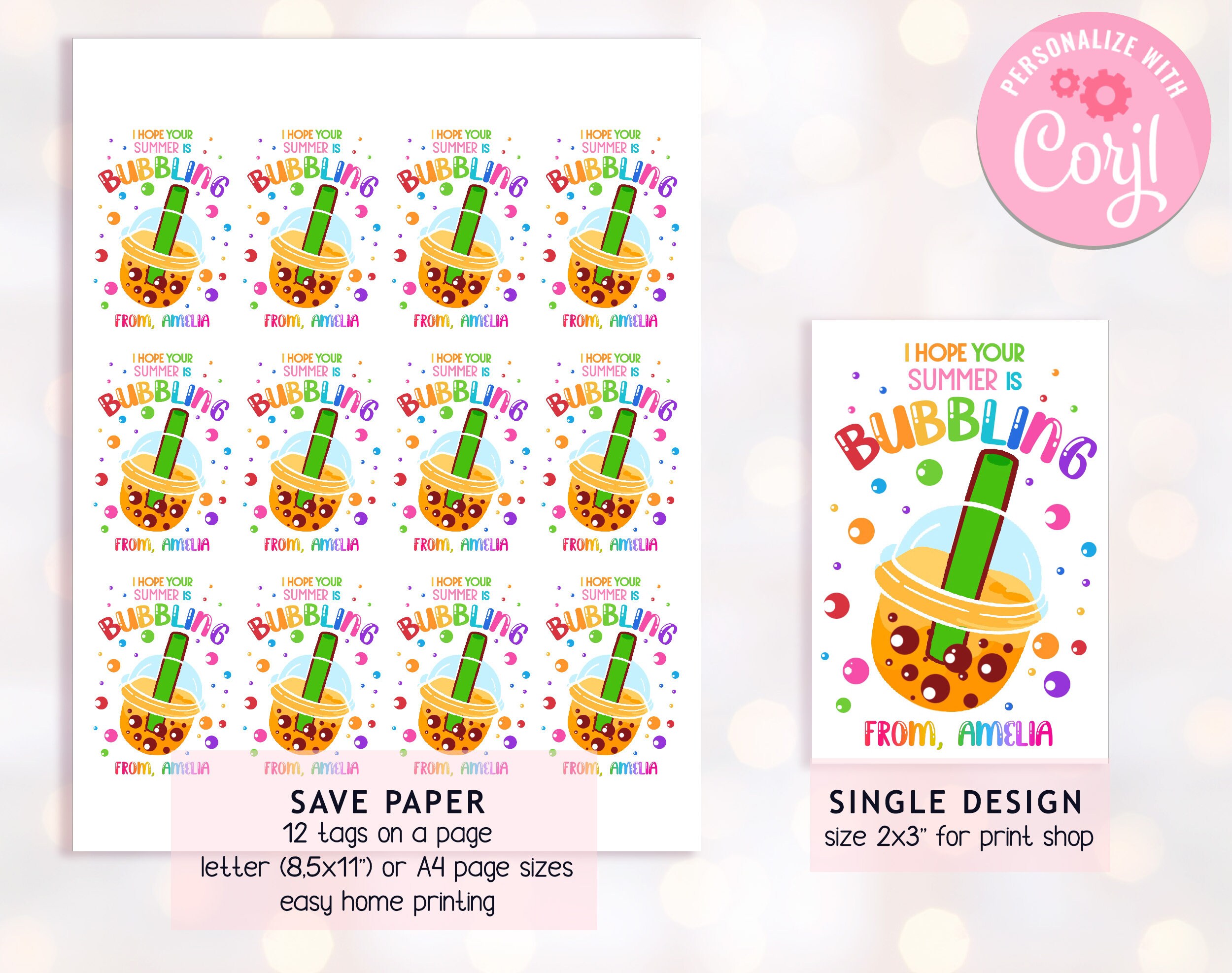 Hope Your Summer is Bubbling With Fun Tag Class Gift End of - Etsy