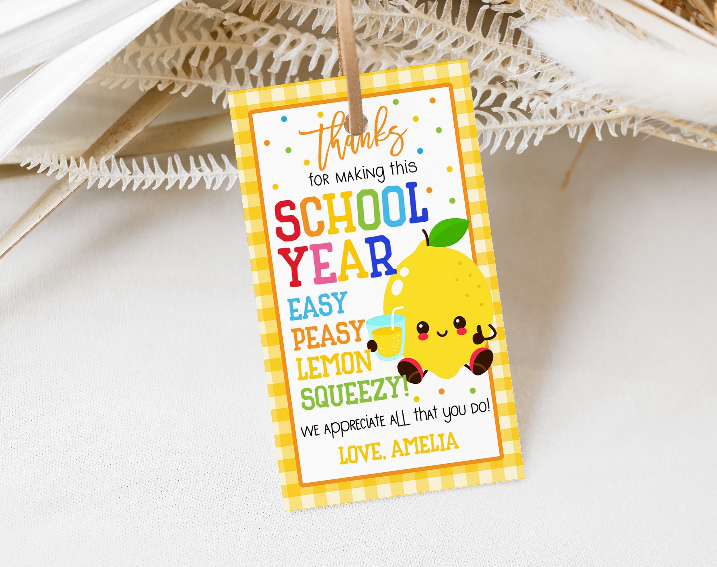 Easy Peasy Lemon Squeezy Tag Lemonade Gift Tags Teacher Appreciation ...