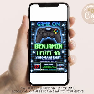 Video Game Invitation Birthday Party Invites Arcade Gaming Boys Gamer ...