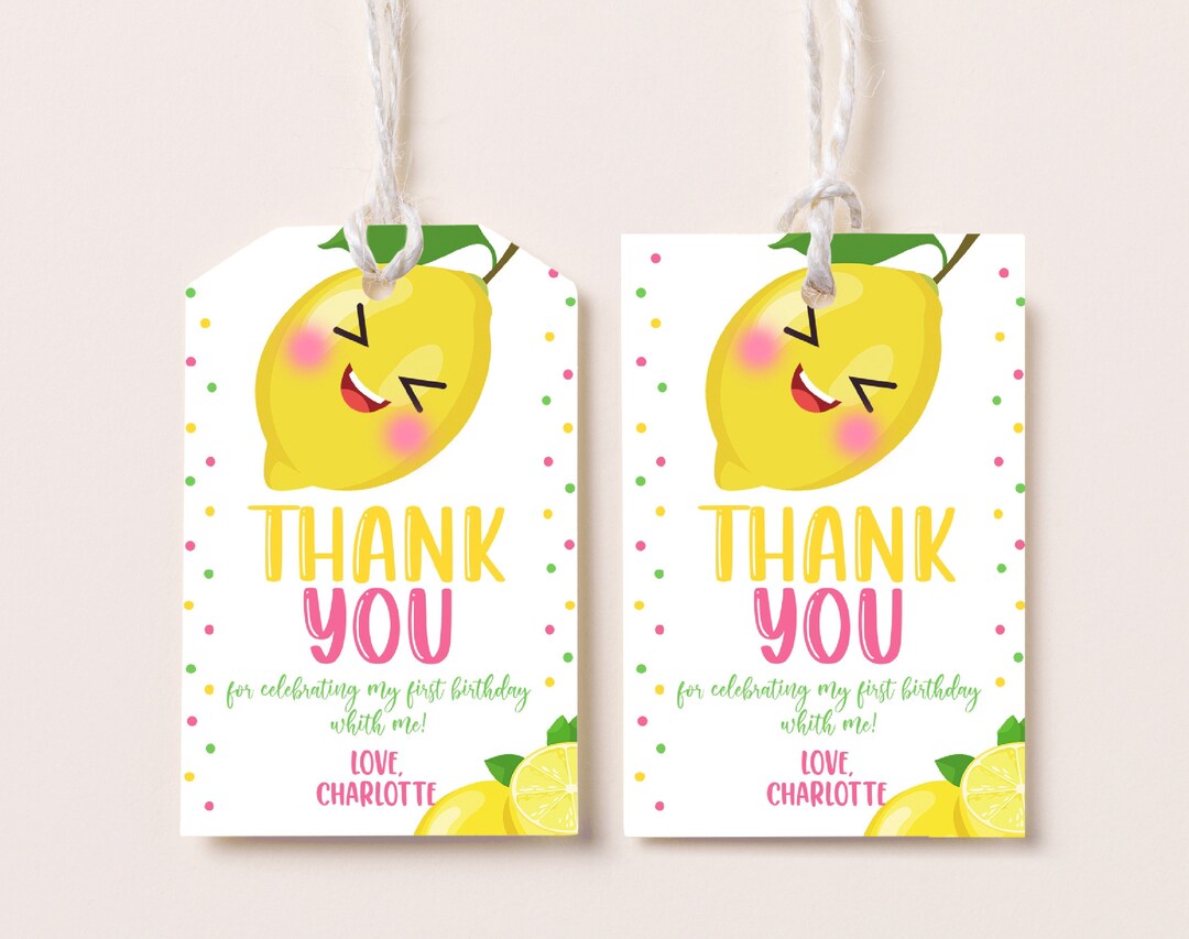 Lemon Gift Tag Birthday Party Favor Label Lemonade Thank You Stickers ...