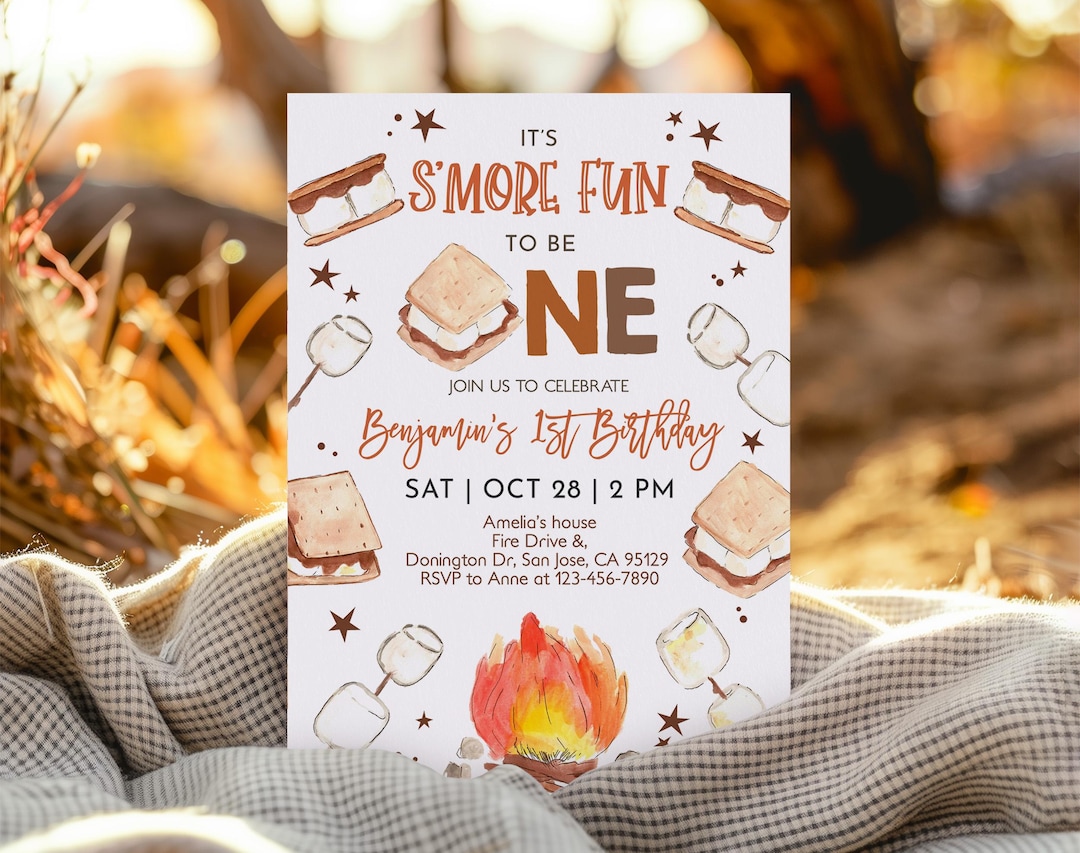 S'mores Birthday Invitation Bonfire Birthday Invite Smore Fun to Be One Backyard Camping Party ...