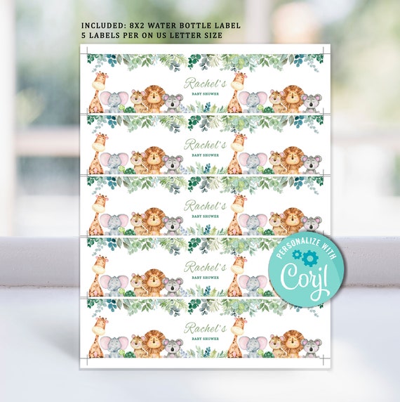 Free Printable Jungle Themed Baby Shower Labels