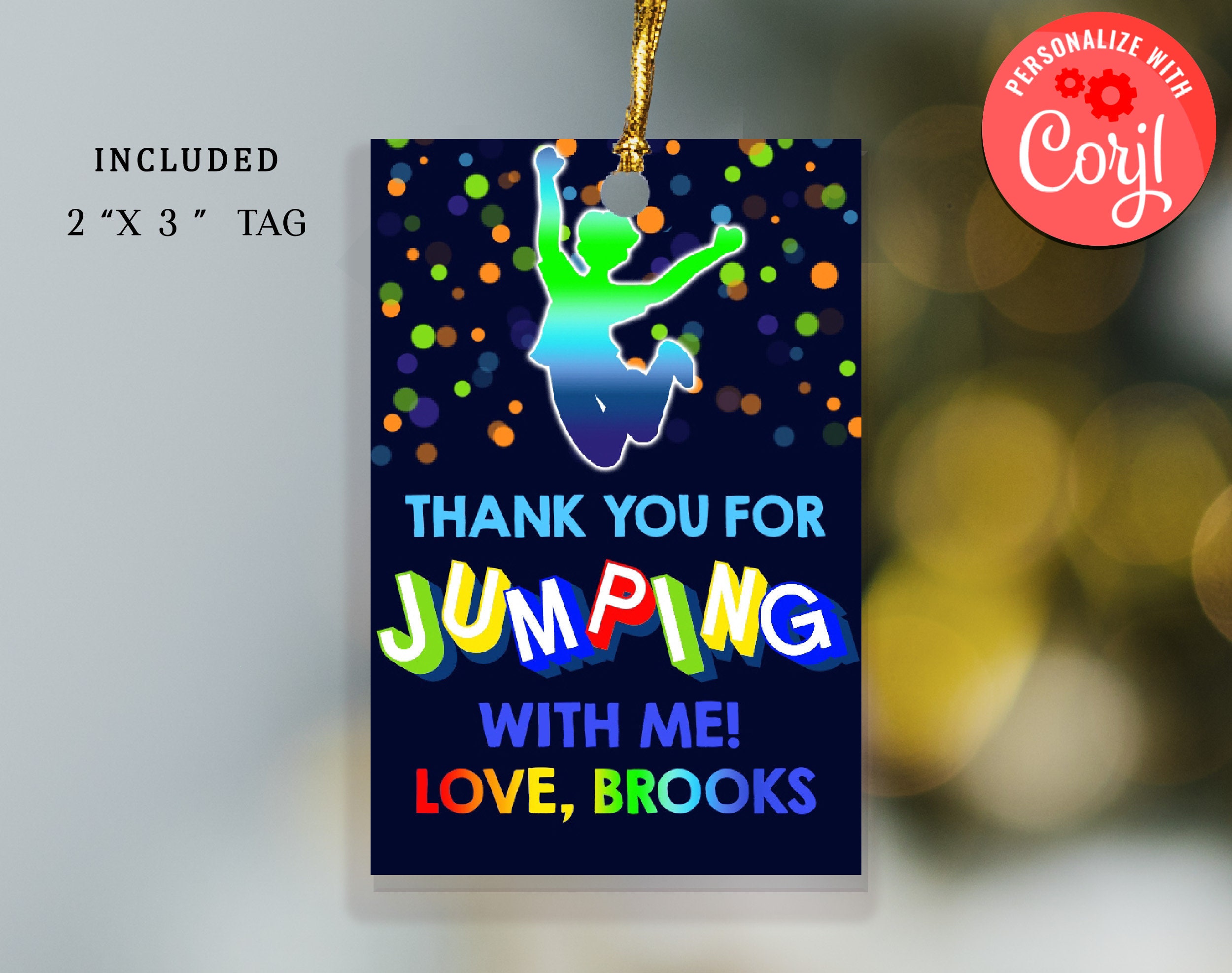 Jump Favor Tag Birthday Party Trampoline Gift Label Let's - Etsy