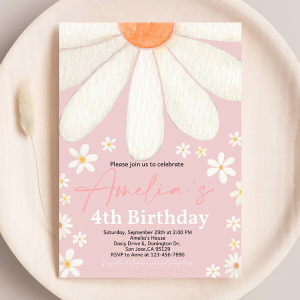 Daisy Birthday Invitation - Etsy
