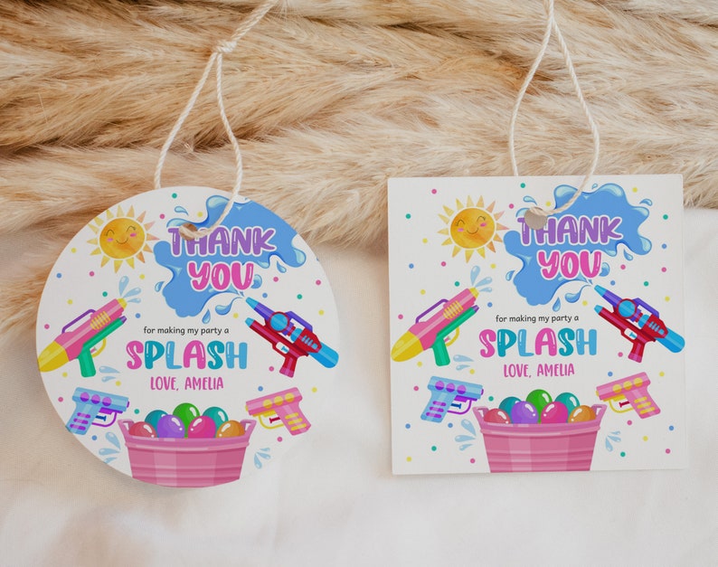 Water Balloon Favor Tags Water Gun Birthday Gift Tags Let's Get Soaked ...