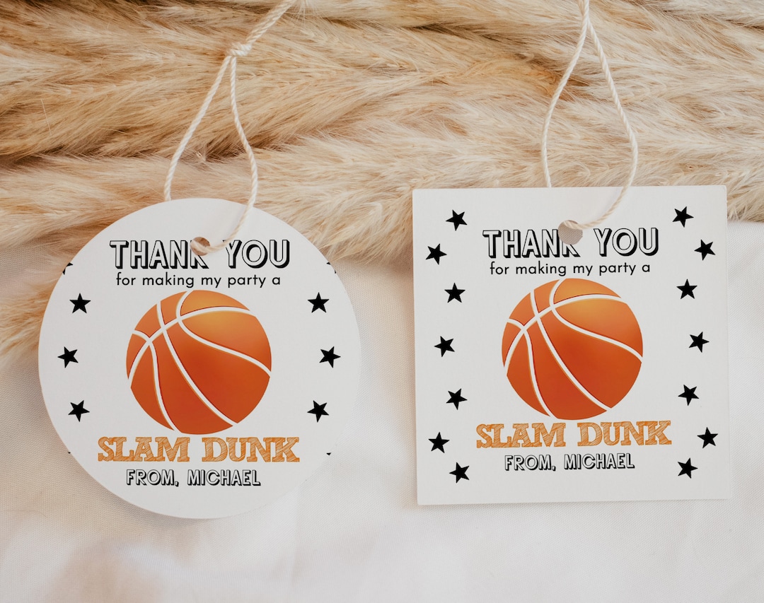 Basketball Favor Tags Girl Boy 3rd Birthday Party Sports Team All Star ...