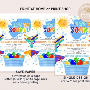 Water Balloon Birthday Invitation Water Gun Birthday Invite Let's Get ...