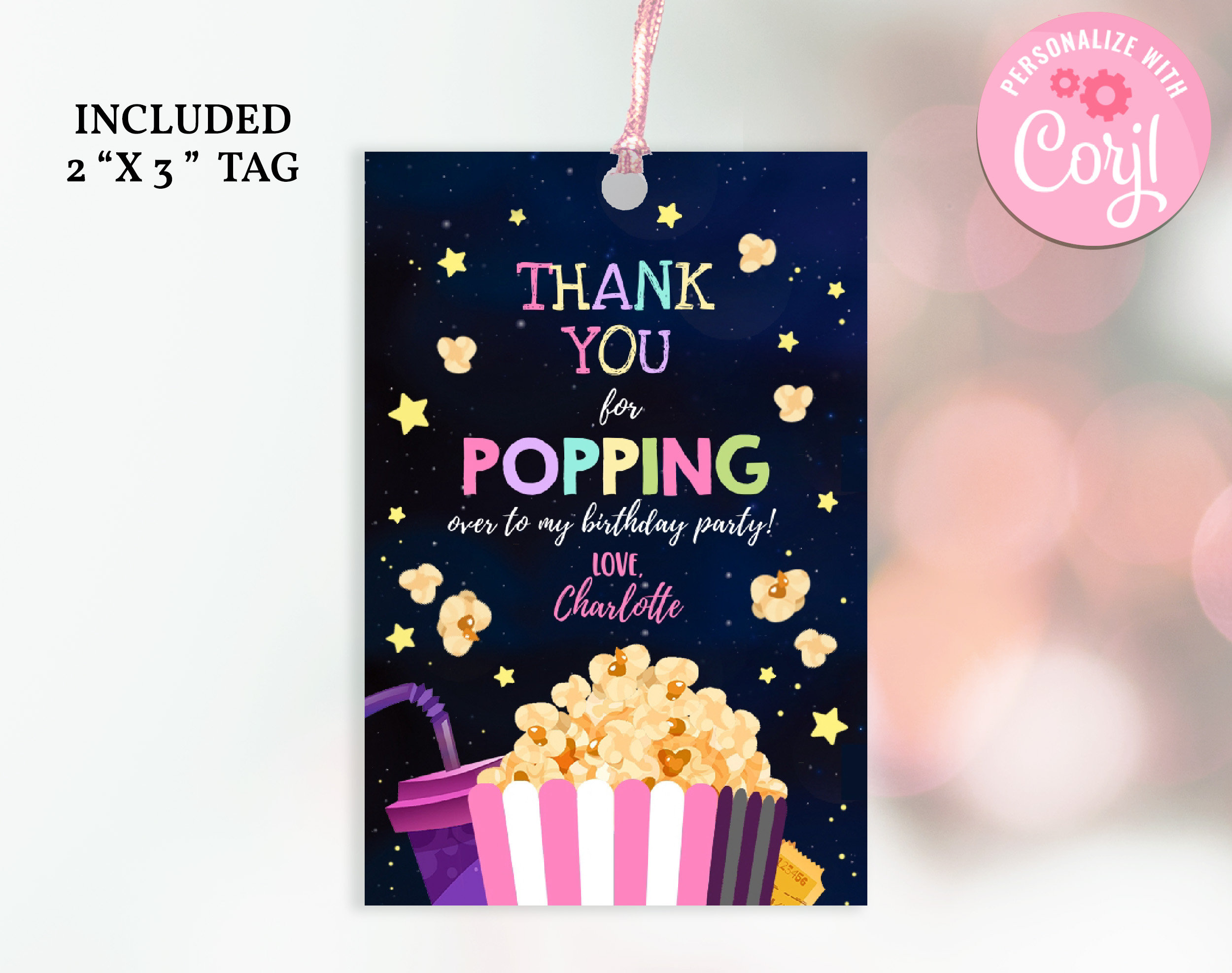 Movie Night Tags Party Favor Tag Birthday Gift Thank You - Etsy